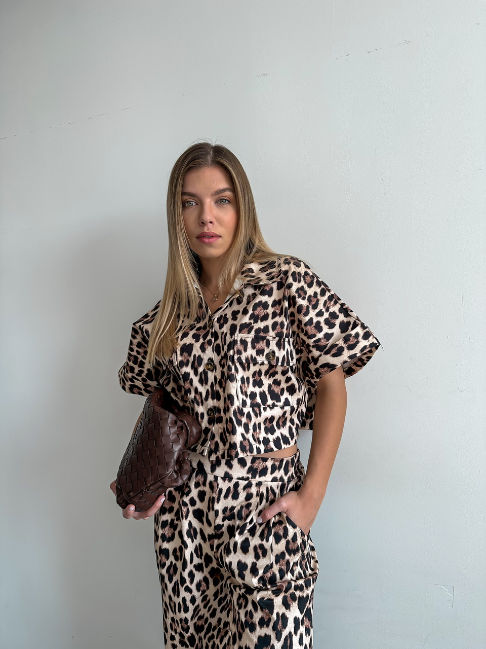 Béžový leopardí komplet LAMI - Green Apple